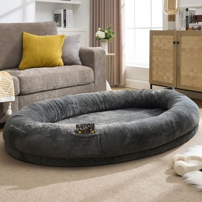 Giant Extra Large Memory Foam Human Size Pet Bed With Storage Pocket ...
