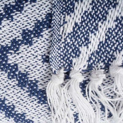 50"x60" Large Chevron Handloom Throw Blanket Blue - Design Imports : Target