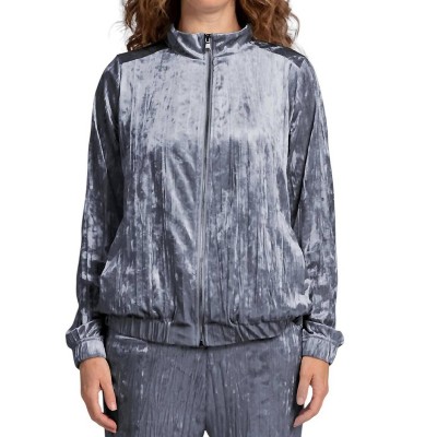 Women's Zip Front Warm Up, Crinkle Velvet Jacket - Sympli Us8 : Target