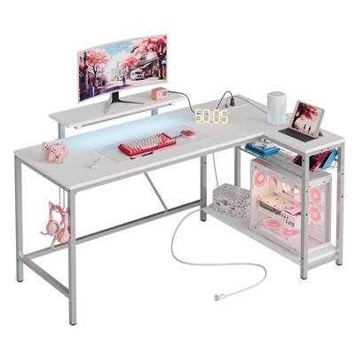 Costway 58'' X 44'' L-shaped Computer Gaming Desk W/ Monitor Stand ...
