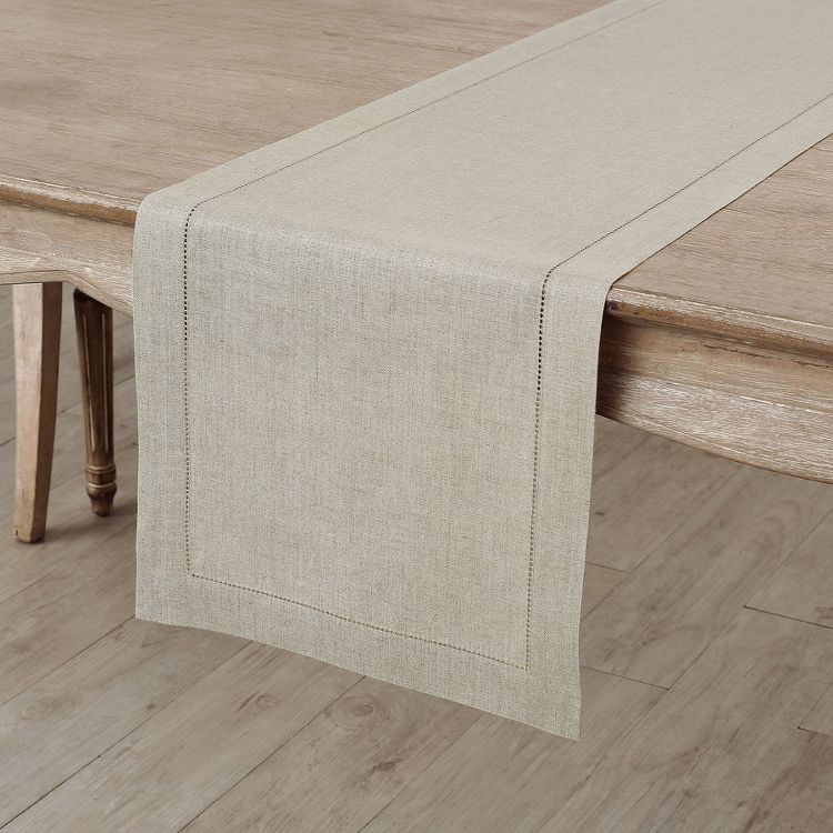 Solino Home Linen Classic Hemstitch Table Runner Natural 14 x 48 Inches ...