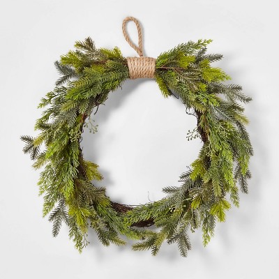 Northlight Artificial Christmas Wreath With Frosted Foliage And Pine ...