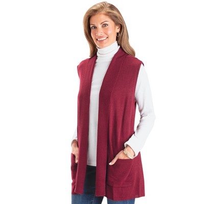 Collections Etc Super Soft Sweater Vest With Patch Pockets Large ...