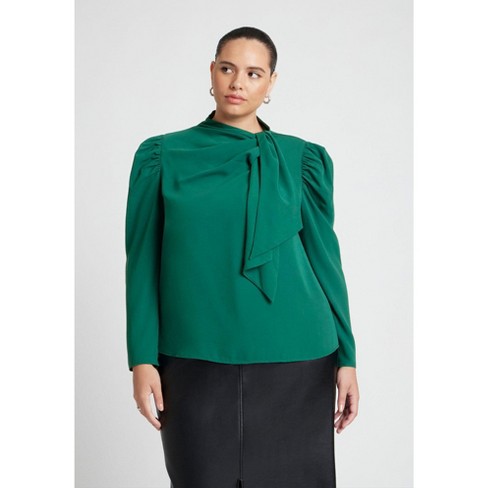 Eloquii Women's Plus Size Drape Front Blouse - 16, Rain Forest : Target