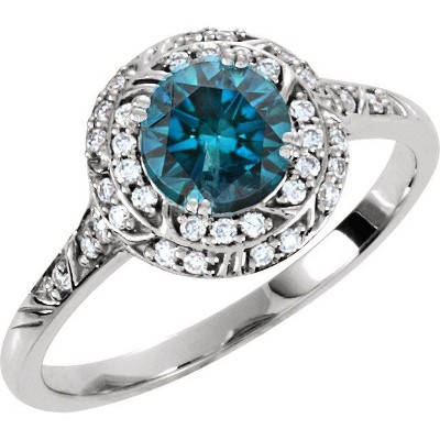 Pompeii3 1ct Blue Diamond Sculptural Engagement Ring 14k White Gold ...