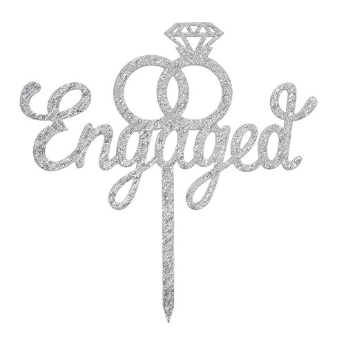 O'creme Silver 'engaged' Cake Topper : Target