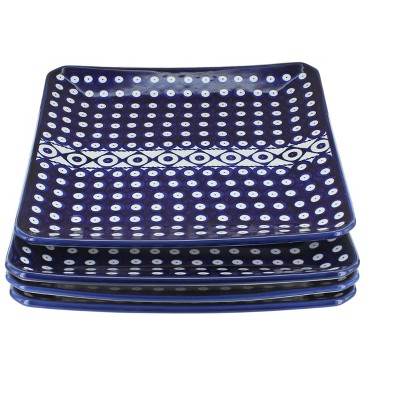 Blue Rose Polish Pottery Xena Square Dinner Plate Set : Target