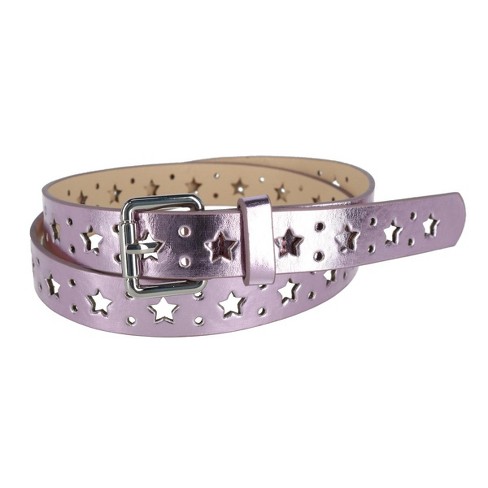 Ctm Women's Metallic Star Notch Belt, Pink : Target
