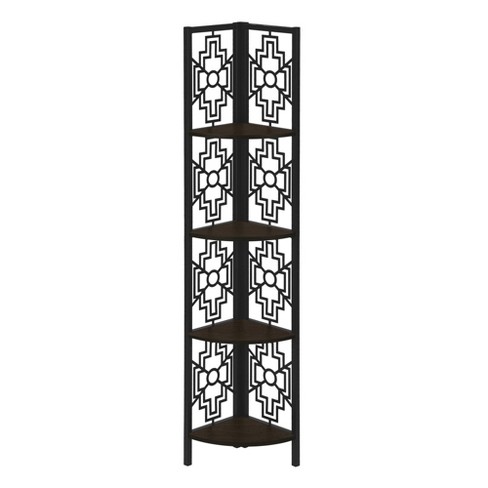 61.5" 4 Shelf Mix Material Keyhole Design Corner Etagere Bookcase ...