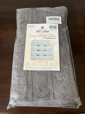 American Soft Linen 4 Pack Washcloth Set, 100% Cotton Washcloth Hand ...