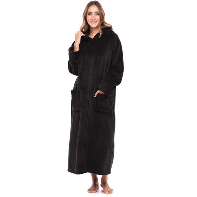 Adr Fleece Zip Up Robes For Women With Zippered Front, Hooded Zipper ...