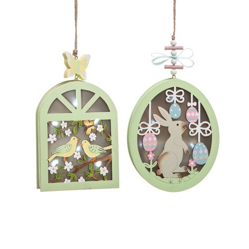 Gallerie Ii Bunny Rabbit Birds Shadowbox Light-up Led Easter Ornaments ...