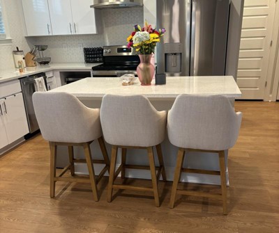 Kinston Swivel Curved Back Upholstered Counter Height Barstool ...