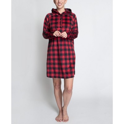 Muk Luks Women's Hooded Minky Lounge Dress, Buffalo Check, X-large : Target