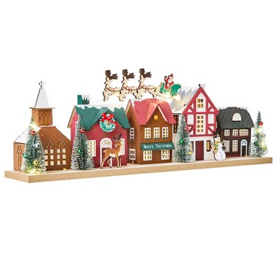 Best Choice Products Pre-lit Wooden Christmas Village, Plug-in/battery ...