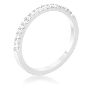 Slickblue Women’s 0.11ct Clear CZs Classic Band Ring, Round Channel Set ...