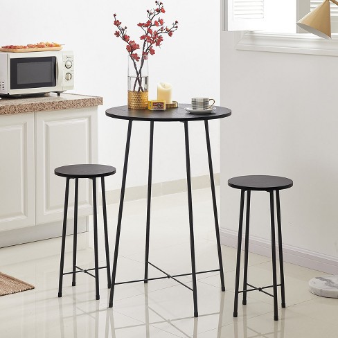 Vecelo 3 Piece Dining Table Set With 2 Chairs Modern Round Counter ...