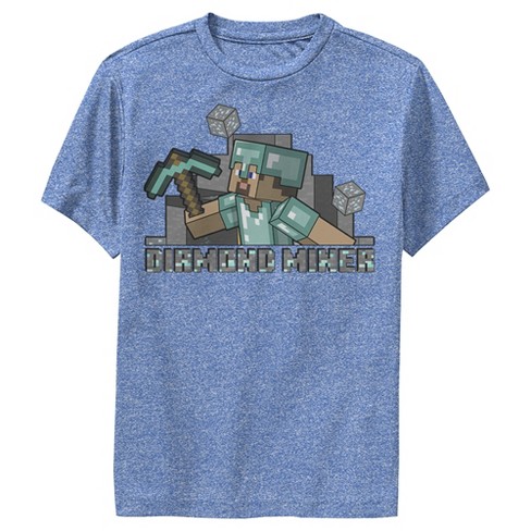 Boy's Minecraft Diamond Miner Performance Tee - Royal Blue Heather - X ...