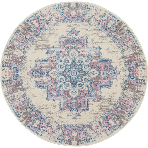 Nourison Grafix Grf14 Indoor Only Area Rug - Ivory/pink 4' Round : Target