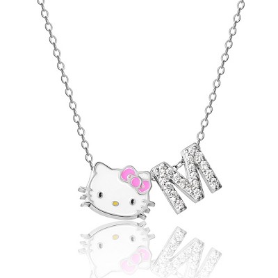 Hello Kitty Sliding Enamel Pave Initial Necklace - Letter M : Target