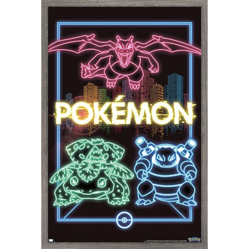 Trends International Pokémon - Neon Group Framed Wall Poster Prints ...