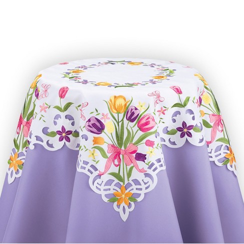 Collections Etc Beautiful Tulips Bouquet Table Linens Square : Target