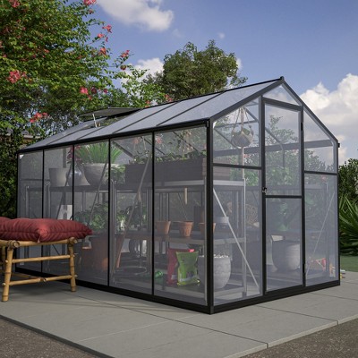 Walk-in Polycarbonate Greenhouse, Aluminum Frame with Lockable Door ...