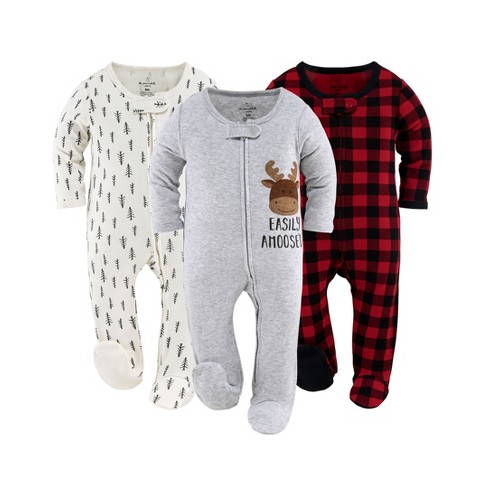 The Peanutshell Footed Baby Sleepers For Boys Or Girls, Buffalo Plaid ...