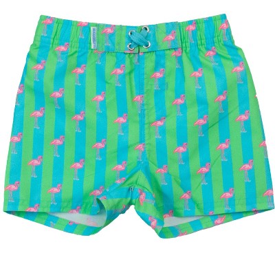Ruggedbutts Toddler Boys Upf50+ Swim Trunks - Neon Flamingo Stripe, 2t ...