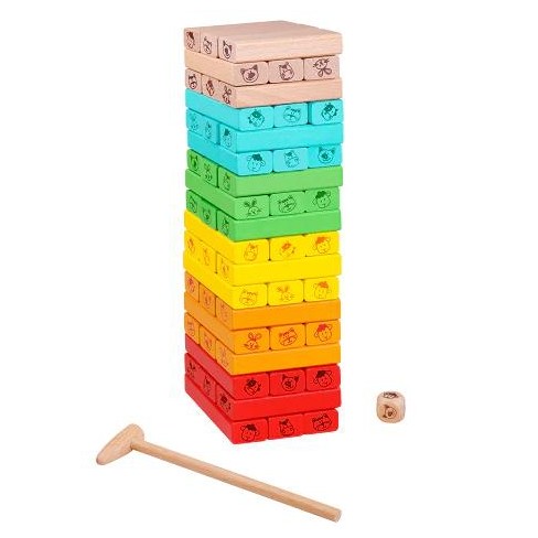 Toyster’s 54 Pieces Crashing Tower Wooden Blocks Toppling Tumbling ...