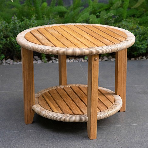 Cambridge Casual Seaside Teak Outdoor Side Table Teak Brown : Target