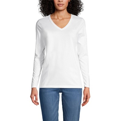 Lands' End Women's Tall Relaxed Supima Cotton Long Sleeve V-neck T ...