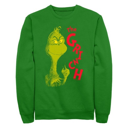 Men's Dr. Seuss The Grinch Face Sweatshirt - Kelly Green - Large : Target