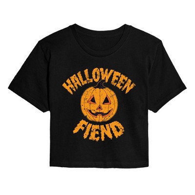 Women's - Instant Message - Halloween Fiend Cropped Graphic T-Shirt ...