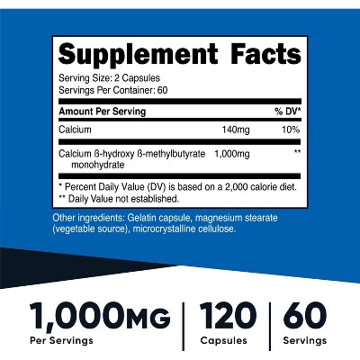 Nutricost HMB Capsules (1000 MG) (120 Capsules) : Target