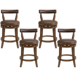 ROME + OAK Ruxban 26" Swivel Counter Stool, Walnut with Brown Leather ...