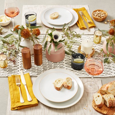 16pc Porcelain Beaded Rim Dinnerware Set White - Threshold™ : Target